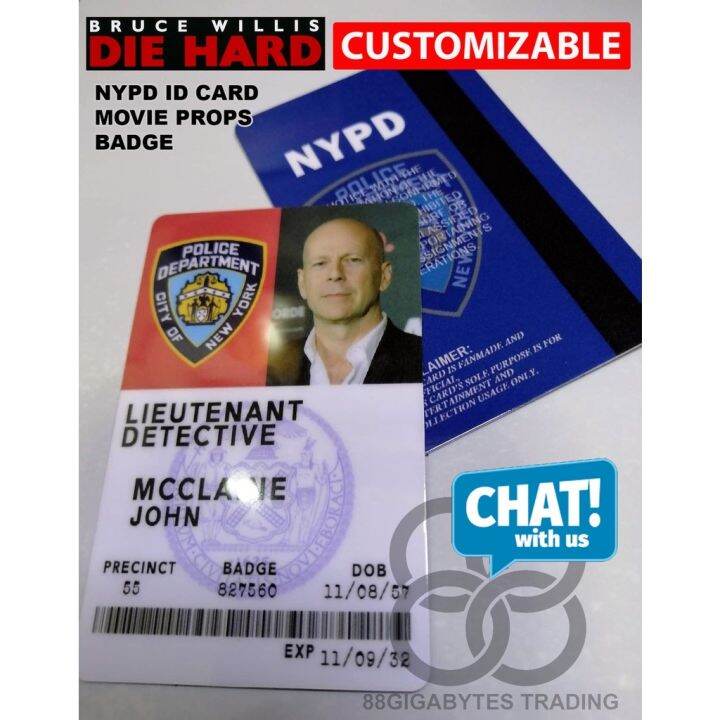 NYPD ID Card PVC Card New York Police Dept DIE HARD Movie Props Customizable | Lazada PH