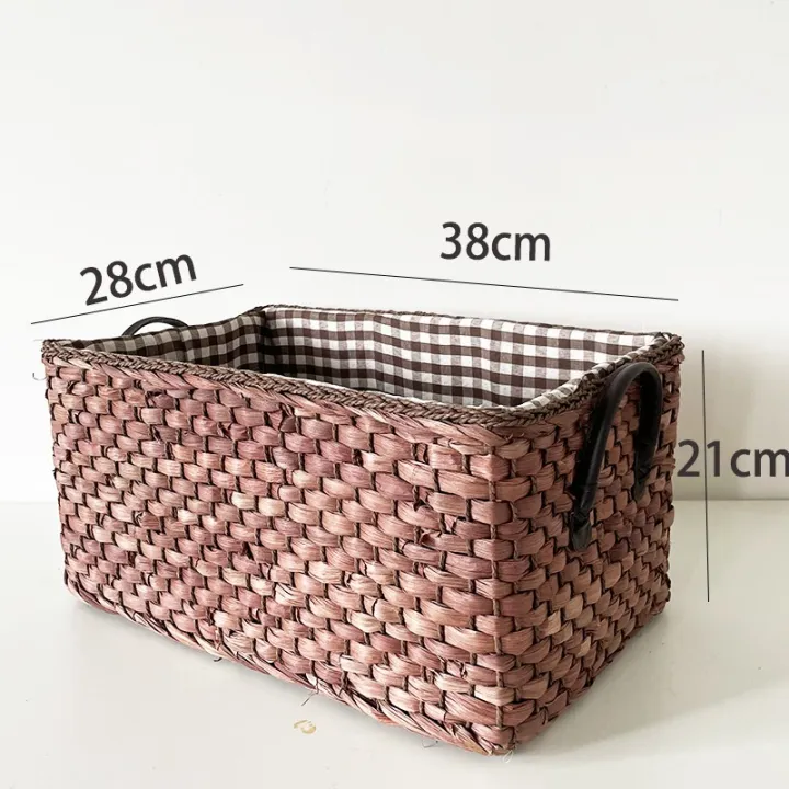 Handmade Straw Storage Box Basket Rattan Fruit Container Woven Storage ...