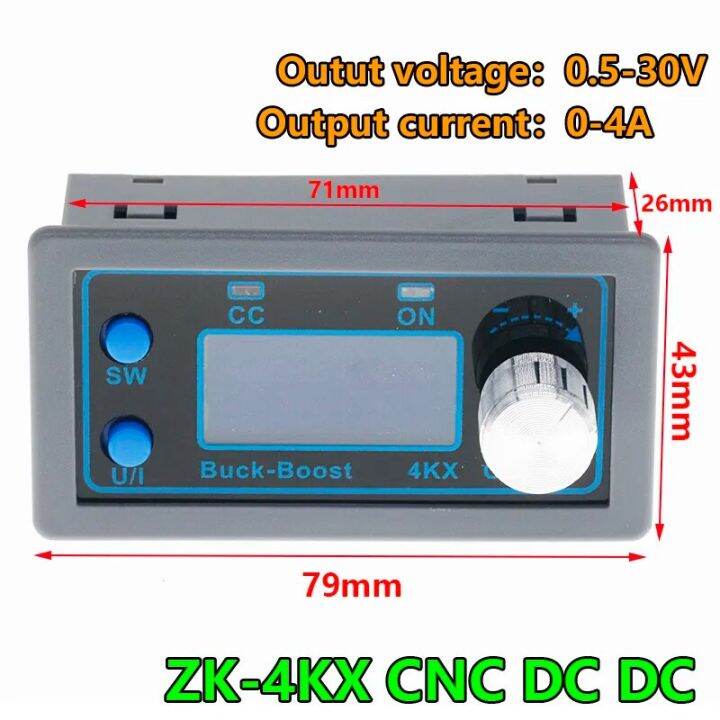 High Quality ZK-4KX CNC DC DC Buck Boost Converter CC CV 0.5-30V 4A Power Module Adjustable ...
