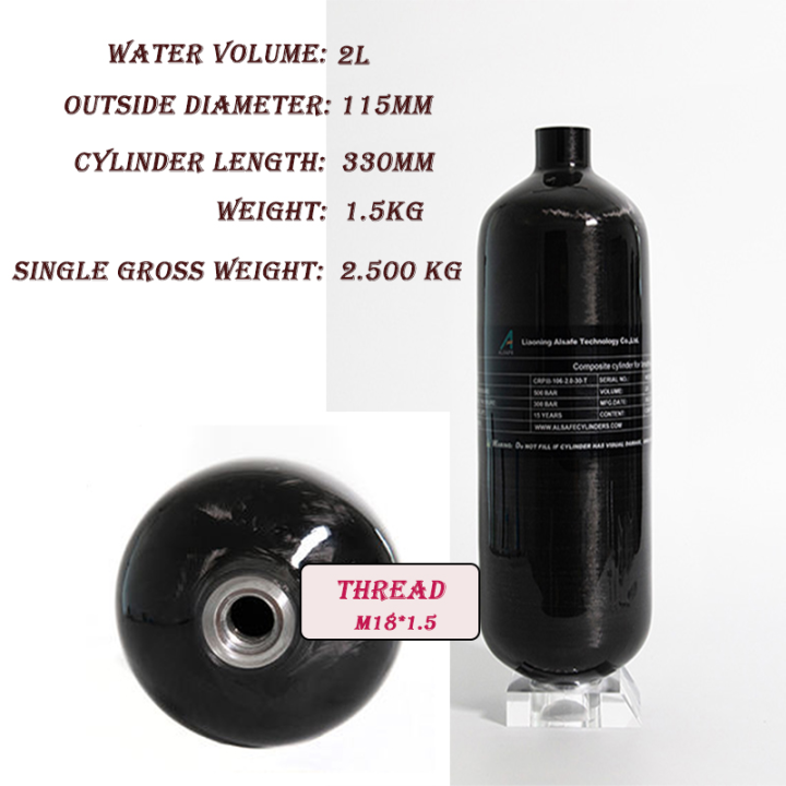 ALSAFE 2L 4500Psi 300Bar 30Mpa Carbon Fiber Tank Pcp Tank Scuba Tank ...