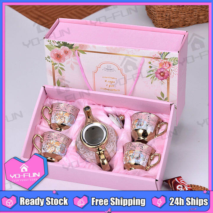 Yo-Fun European Ceramic Tea Set Coffee Cup Saucer Gift Ceramic Cup Pot ...
