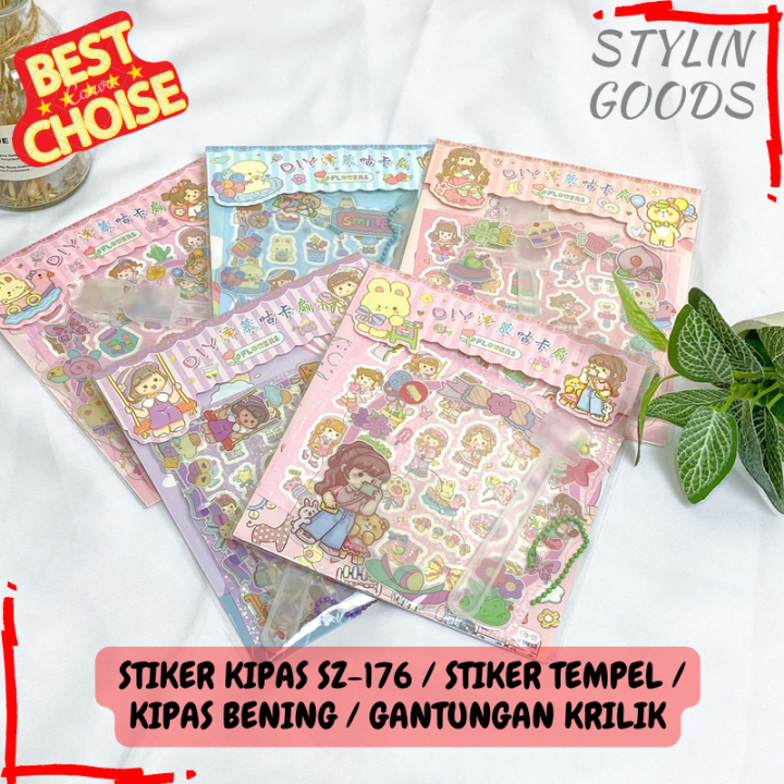 1 SET STIKER CEWE CUTE DAN SANRIO / STIKER KIPAS SZ-176 / STIKER TEMPEL ...