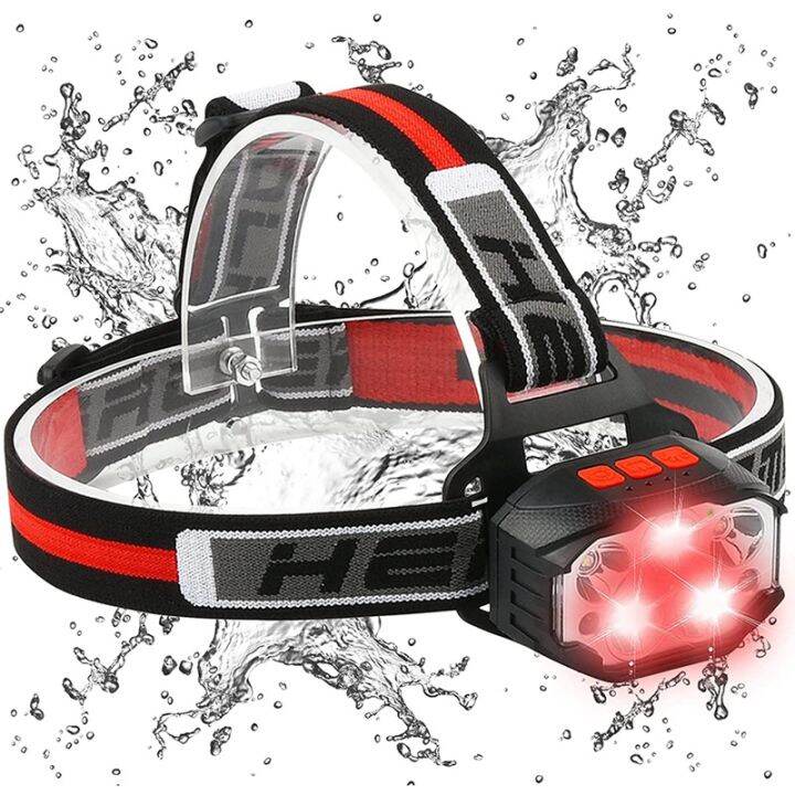 Rechargeable LED Head Light Lamp,Bright Headlight with 1100 Lumen Red ...