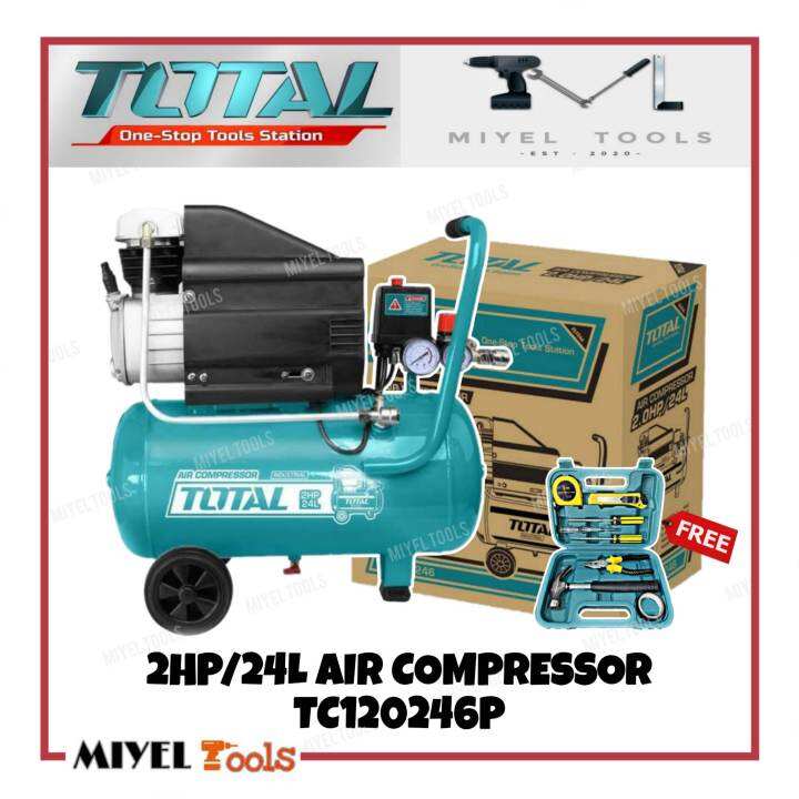 TOTAL Air Compressor 2HP/24L TC120246P w/ FREE TOOLSET | Lazada PH