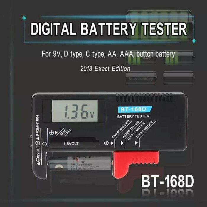 tester baterai digital 9V 1,5V/alat cek baterai/alat ukur daya baterai ...