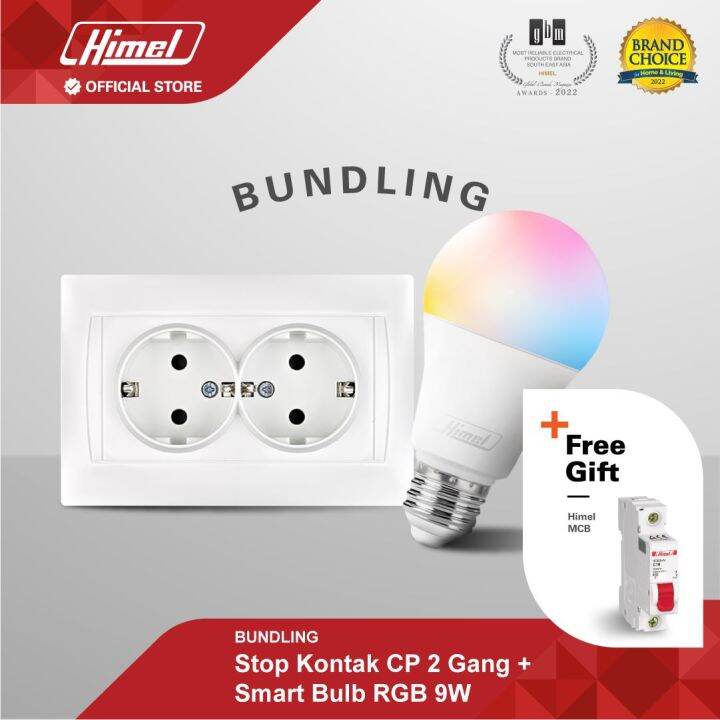 Bundle Himel Stop Kontak 2G CP + Smart Bulb RGB 9W (free MCB) | Lazada Indonesia