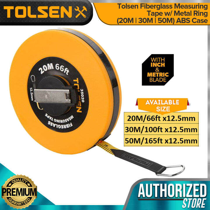 Tolsen Fiberglass Measuring Tape w/ Metal Ring (20M | 30M | 50M) ABS Case | Lazada PH