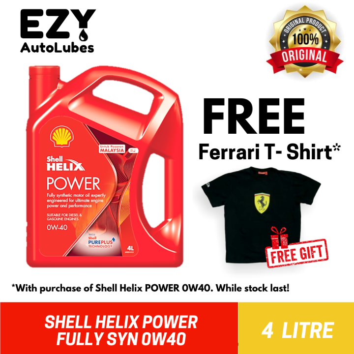 Shell Helix Power 0W40 4L Fully Syn FOC Ferrari T-Shirt 👉 PASARAN ...