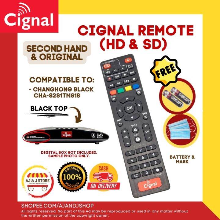 Cignal Changhong Black Remote (CHA-S2S1TMS18) (SECOND HAND Original ...