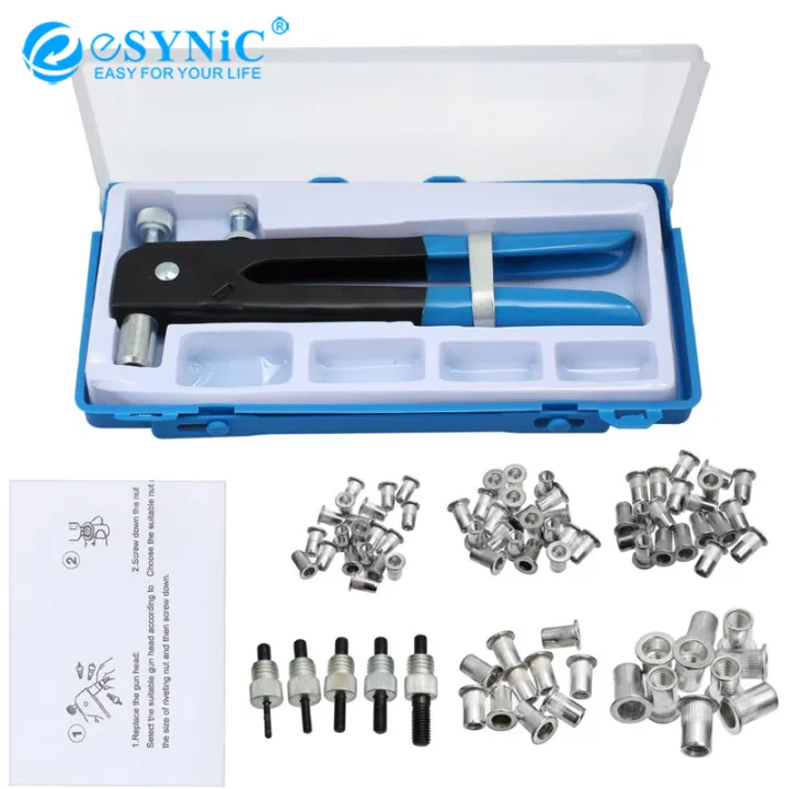 eSYNIC Heavy Duty Blind Rivet Nut Kit Set Riveter Tool Thread Hand ...