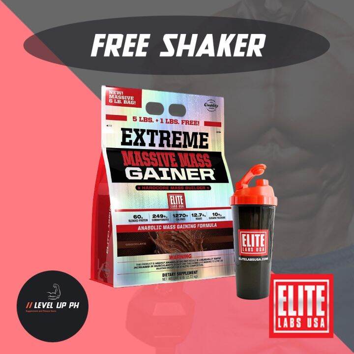 Elite labs Extreme Massive Mass Gainer 6lbs with free shaker | Lazada PH
