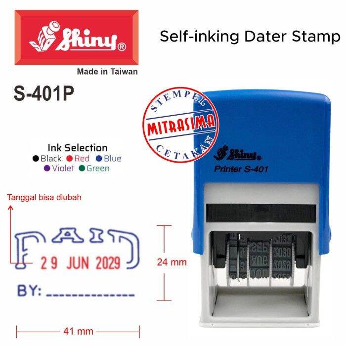 Stempel Shiny S-401 P ( Paid dengan tanggal S401 Tipe S 401 ) | Lazada ...