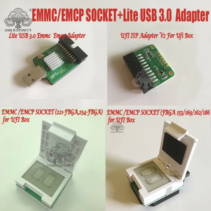 Original Lite USB 3.0 SuperSpeed eMMC Reader+ISP Adapter V2 +EMMC/EMCP Socket (FBGA 153 /169/162 ...