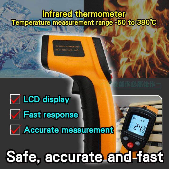 【Send 1*Battery】-50℃~380℃ Temp Non-Contact Thermometer Laser Infrared ...