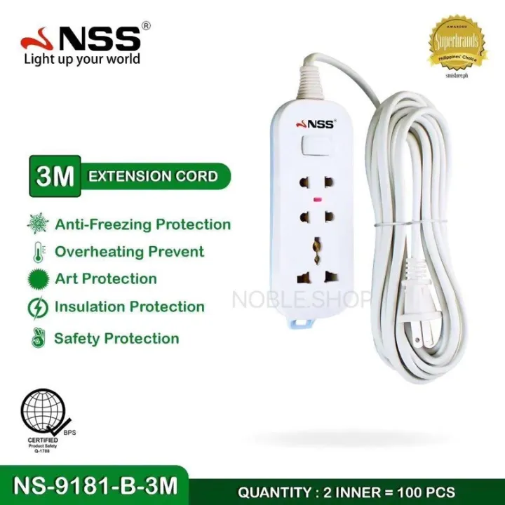 3 Gang 3M Universal Extension Cord With Switch | Lazada PH