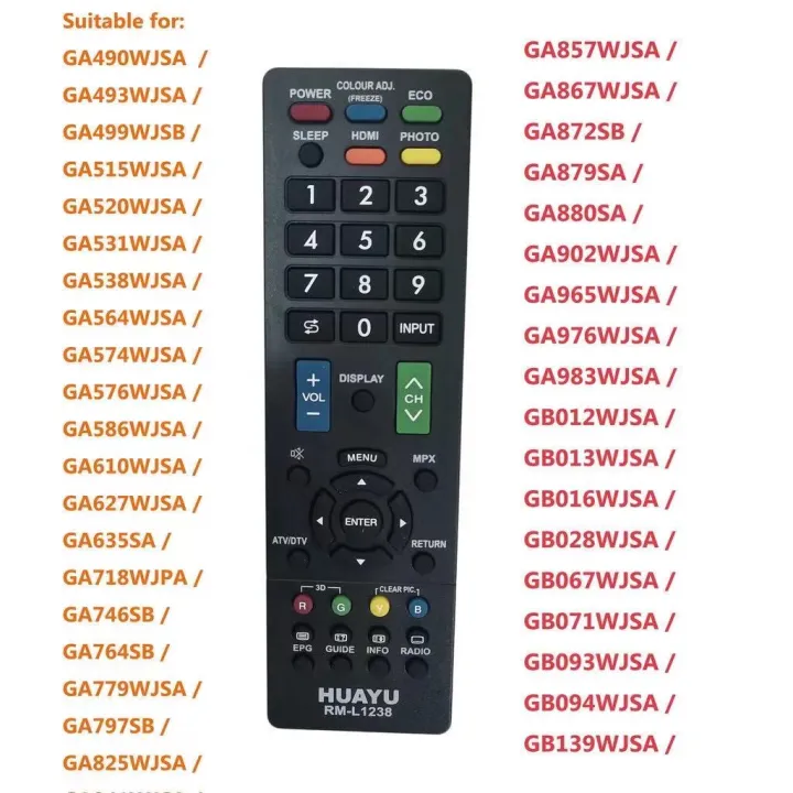 Huayu TKK RM-L1238 GB217WJN1 For Majority of Sharp LCD/LED TV Remote ...