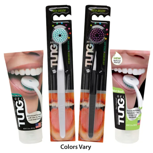 TUNG Brush & Gel – Tongue Cleaner – Combo Pack (Brush Color Varies ...