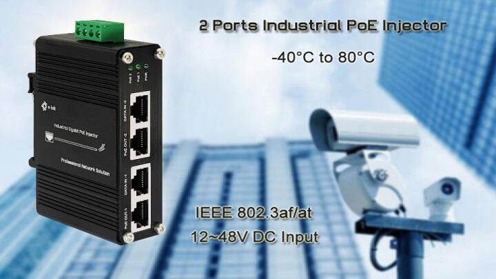 12~48vdc Power Input Industrial 2 Port Gigabit 10 100 1000m Poe