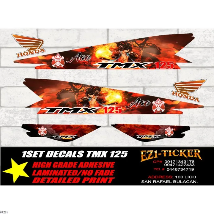 TMX 125 ACE ONE PIECE DECALS Sticker with 3years warranty fade proof ...
