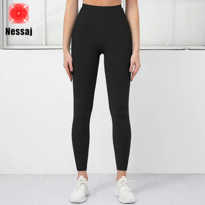 Nessaj กางเกงสีพื้นของผู้หญิงสำหรับออกกำลังกายฟิตเนสเลกกิ้งกีฬากางเกง ...