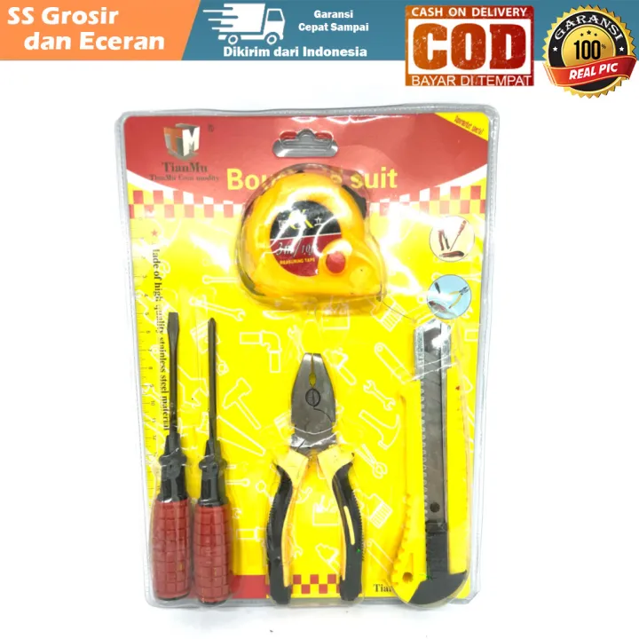 PAKET MURAH MERIAH ALAT SATU SET PERKAKAS TANG KOMBINASI OBENG METERAN ...