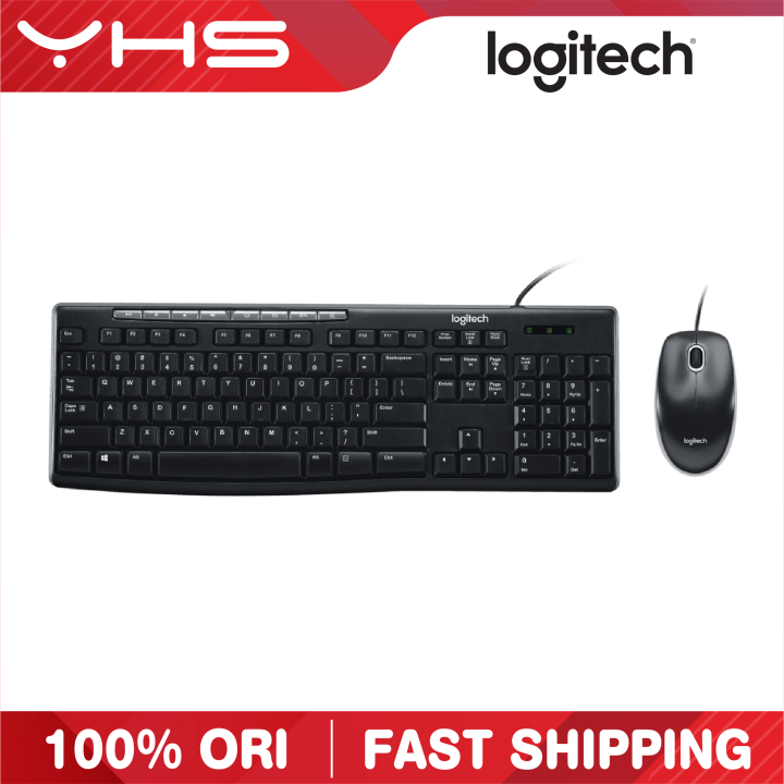 LOGITECH MK200 Corded Keyboard & Mouse Combo with Media Keys, Plug ...