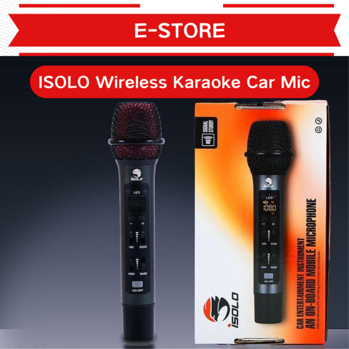 ISOLO Wireless Car Microphone Single Handheld Wireless Car MIC Connect by Car FM Frequency ...