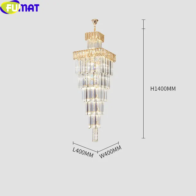 HAFU Crystal K9 Pendant Lamp Square Multilayer Spiral Stair Big Hanging ...