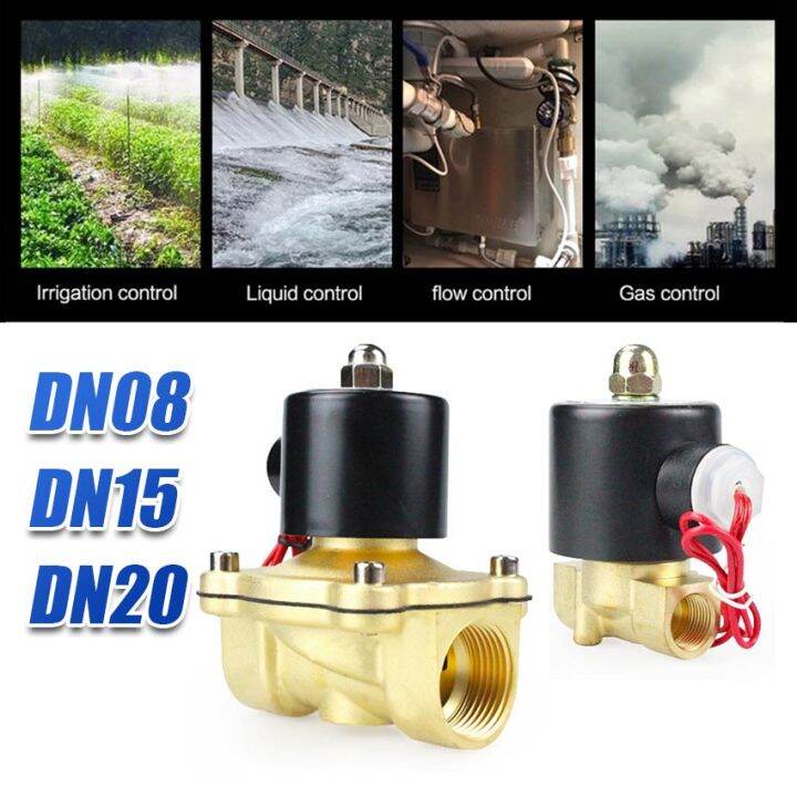 AC 220V Electric Solenoid Valve Normally Closed Copper 2 Two Way Internal Thread 1/4 1/2 3/4 ...