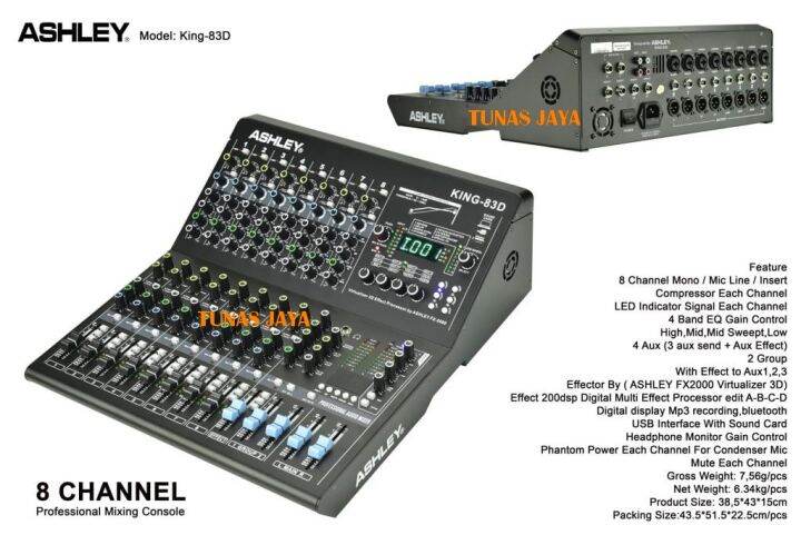 MIXER ASHLEY KING83D KING8 3D KING83 D Effect 200dsp Digital Multi ...