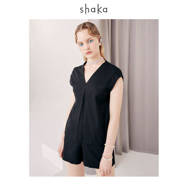 Shaka SS21 Iconic Cocoon Blouse - BL-S210604 เสื้อโคคูน ทรง Loose fit แขนกุด | Lazada.co.th