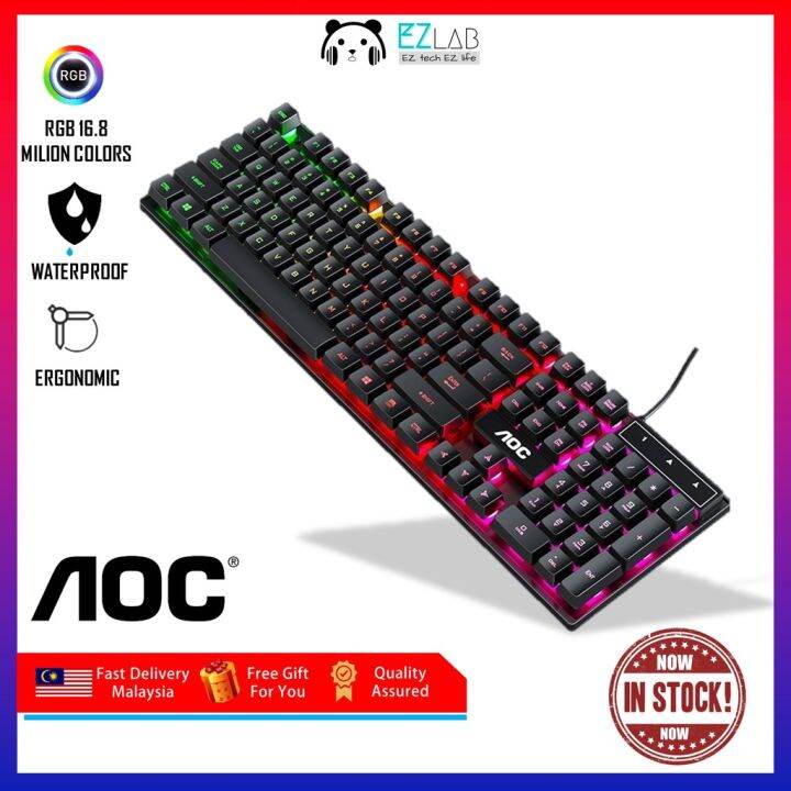 AOC RGB Mechanical Feel Gaming Silent Keyboard KB121 USB Wired AOC ...