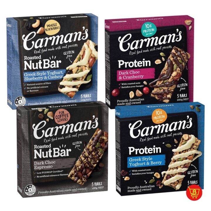 ♣ Carman's Nut Bars 5 bars 160g / Protein Bars 5 bars 200g | Lazada PH