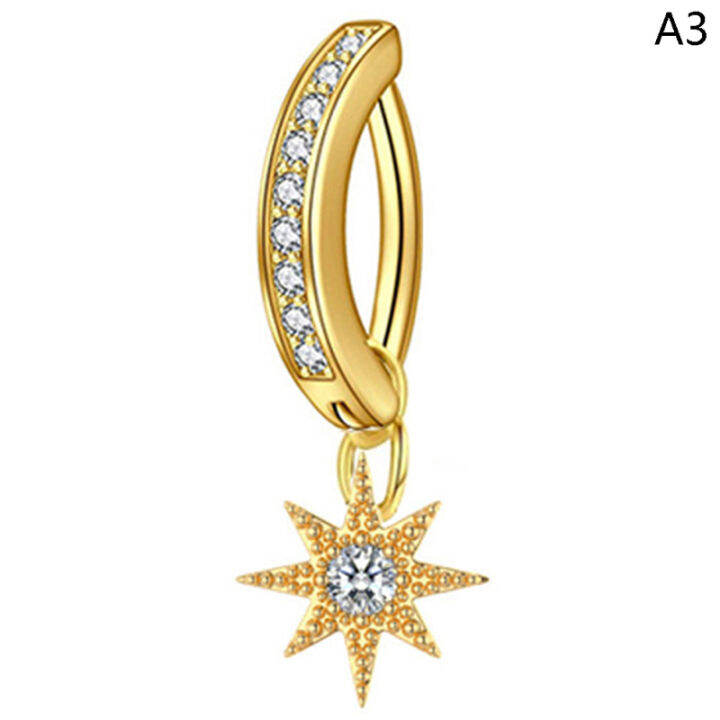 zidouke Mangos Reversed Bar Belly Button Rings Dangle Moon Star Navel ...