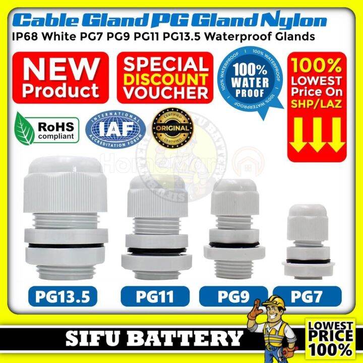Cable Gland PG Gland Nylon IP68 White PG7 PG9 PG11 PG13.5 Waterproof ...
