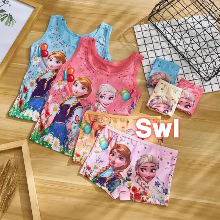 Code-450 Frozen Shirt+Shorts For Girls Set Sando Terno Kids (boxex ...