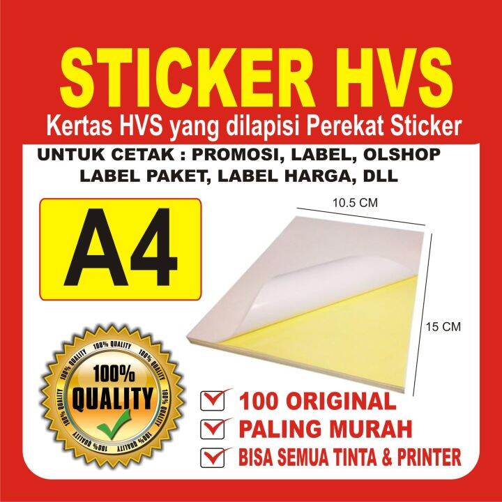 Sticker HVS A4 isi 50 & 20 lembar / Kertas Stiker Inkjet Doff Matte A4 ...