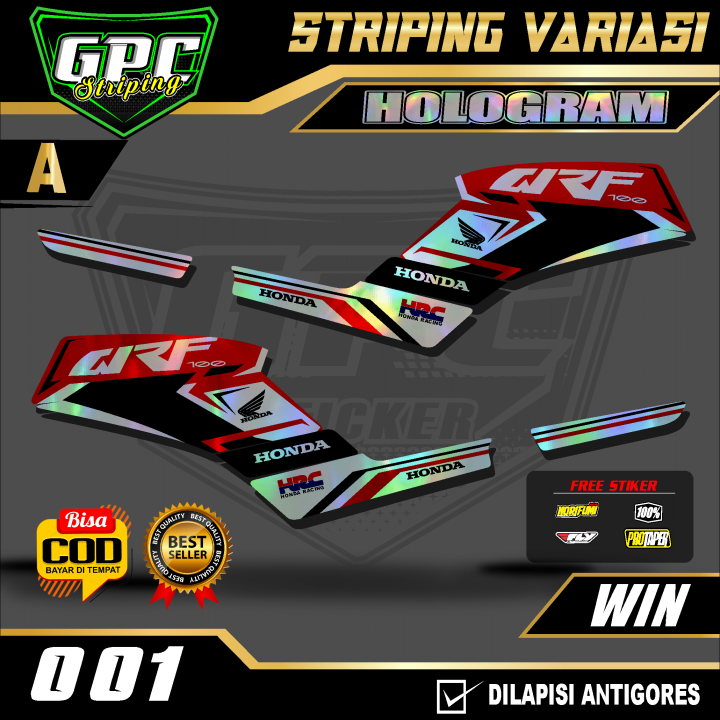 Sticker Striping Hologram Honda WIN 100 Desain TRILL CRF - Stiker List Variasi Motor WIN-001 ...