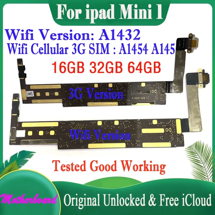 WIFI Cellular Version A1432 A1454 A1455 For iPad Mini 1 Motherboard Unlocked No ID Account Logic ...