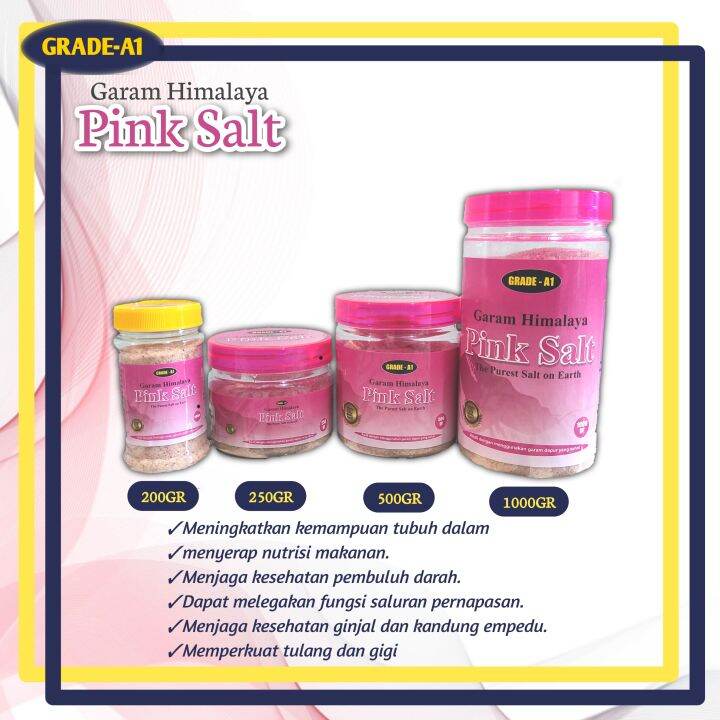 Garam Himalaya Grade A1 Pink Salt Bumbu dapur kemasan 1kg 500gr 250gr ...