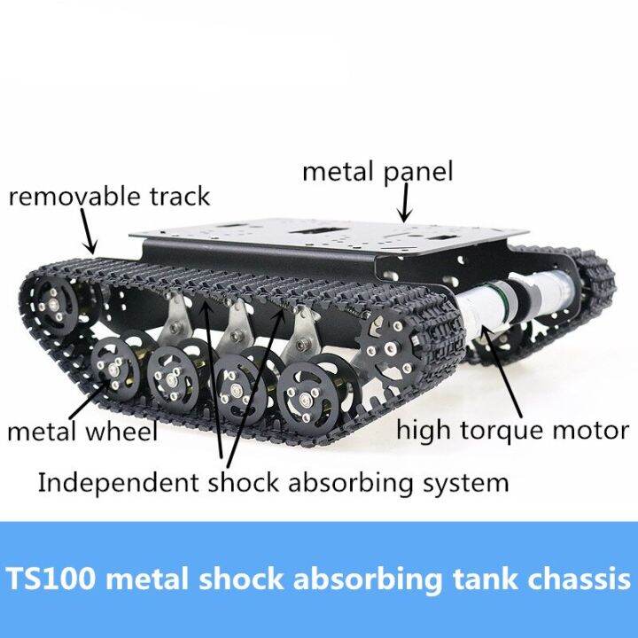 TS100 Metal Smart Shock Absorbing Tank Chassis Kit High Torque DC Motor ...