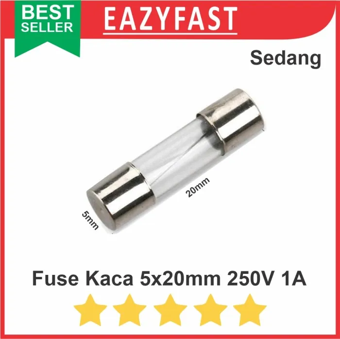 Fuse Kaca Sekring 1A 1 Ampeare Tabung Kecil 5x20 5x20mm 5 x 20 mm 250V ...