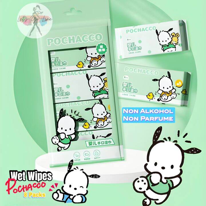 Tissue Basah mini Tisu basah karakter Wet Wipes 1Pack isi 8 mini pack ...