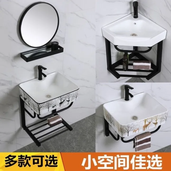 Ceramic bracket basin corner basin hanging basin small apartment wall ...