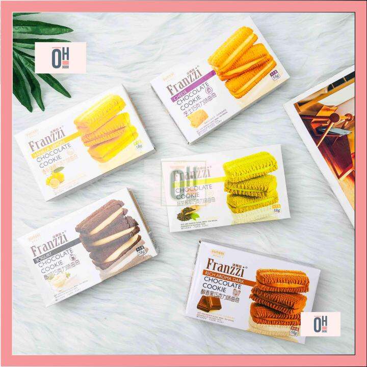 bánh franzzi chocolate cookie nhân kem sữa chua, vani, socola, matcha ...