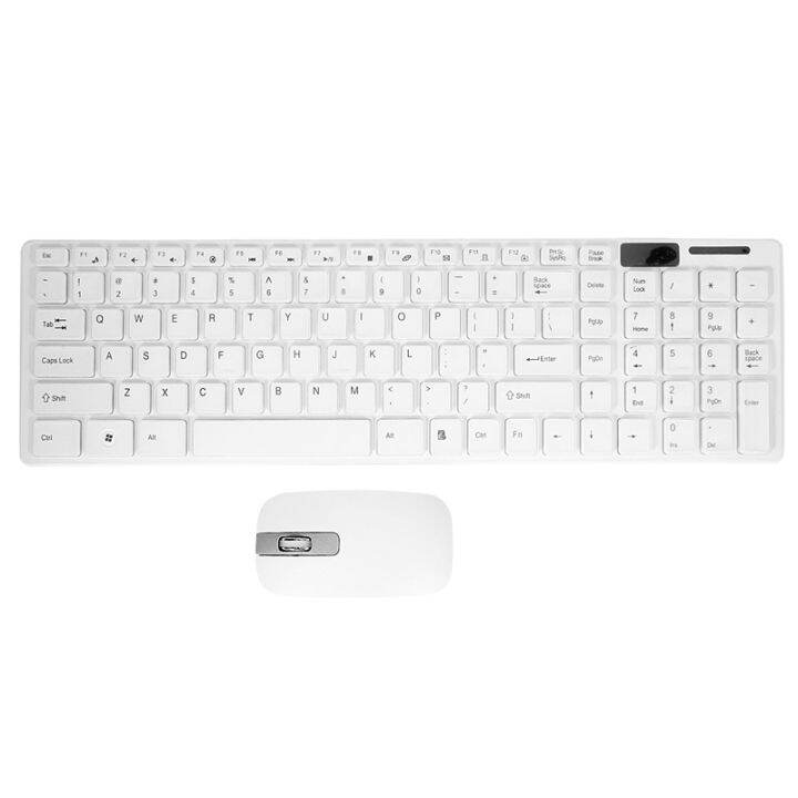 Wireless Slim White Keyboard + Wireless Optical Mouse Set for PC and ...