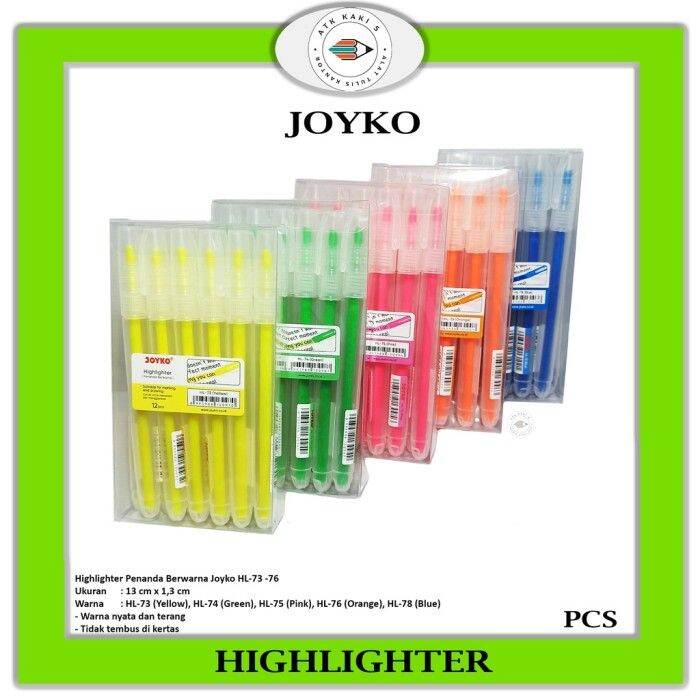 JOYKO - Highlighter Penanda Berwarna HL-73 ~ 78 - Pcs | Lazada Indonesia