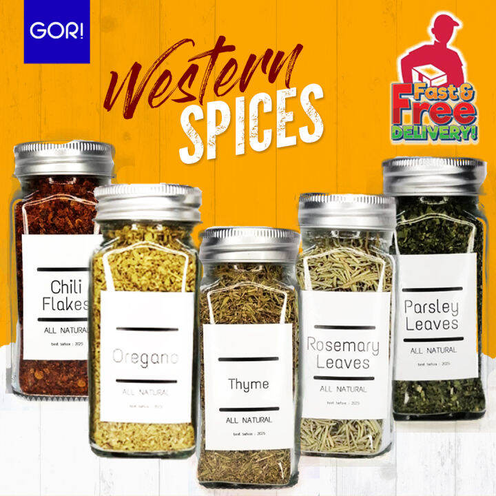Western Food Spices Chili Flakes Oregano Leaves Parsley Leaves Rosemary ...
