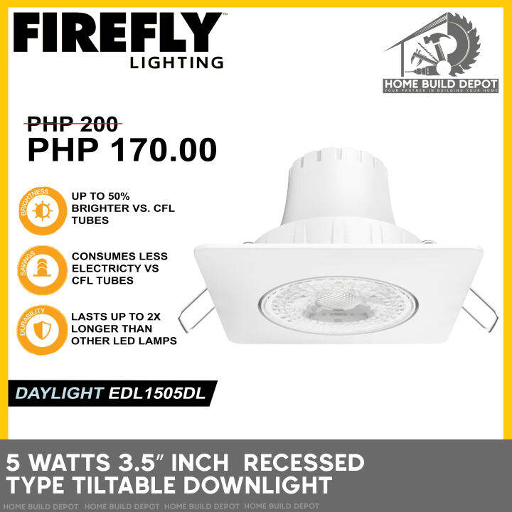 FIREFLY 3.5" RECESSED TYPE TILTABLE DOWNLIGHT SQUARE TYPE | Lazada PH