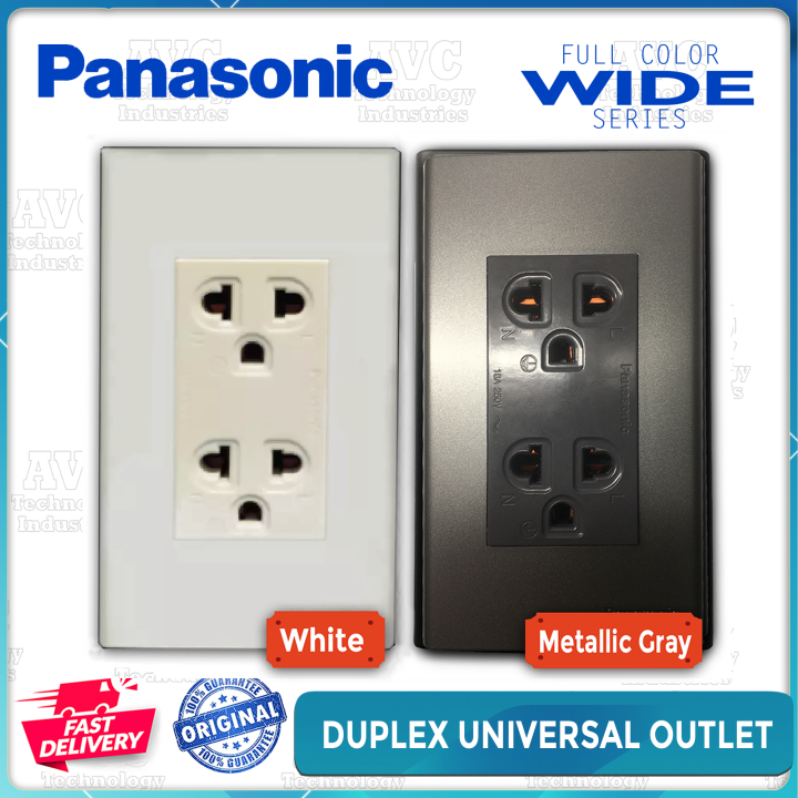 Panasonic WIDE Series Duplex Universal Outlet with Grounding 2 Gang WEG15929-5 (White) WEG15929H ...